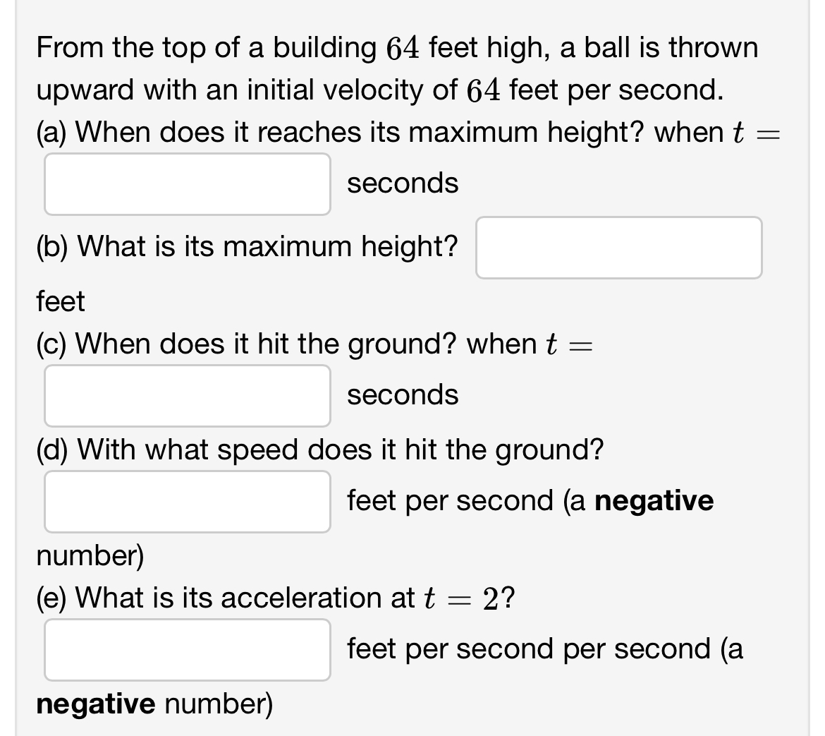 Solved From the top of a building 64 feet high, a ball is | Chegg.com