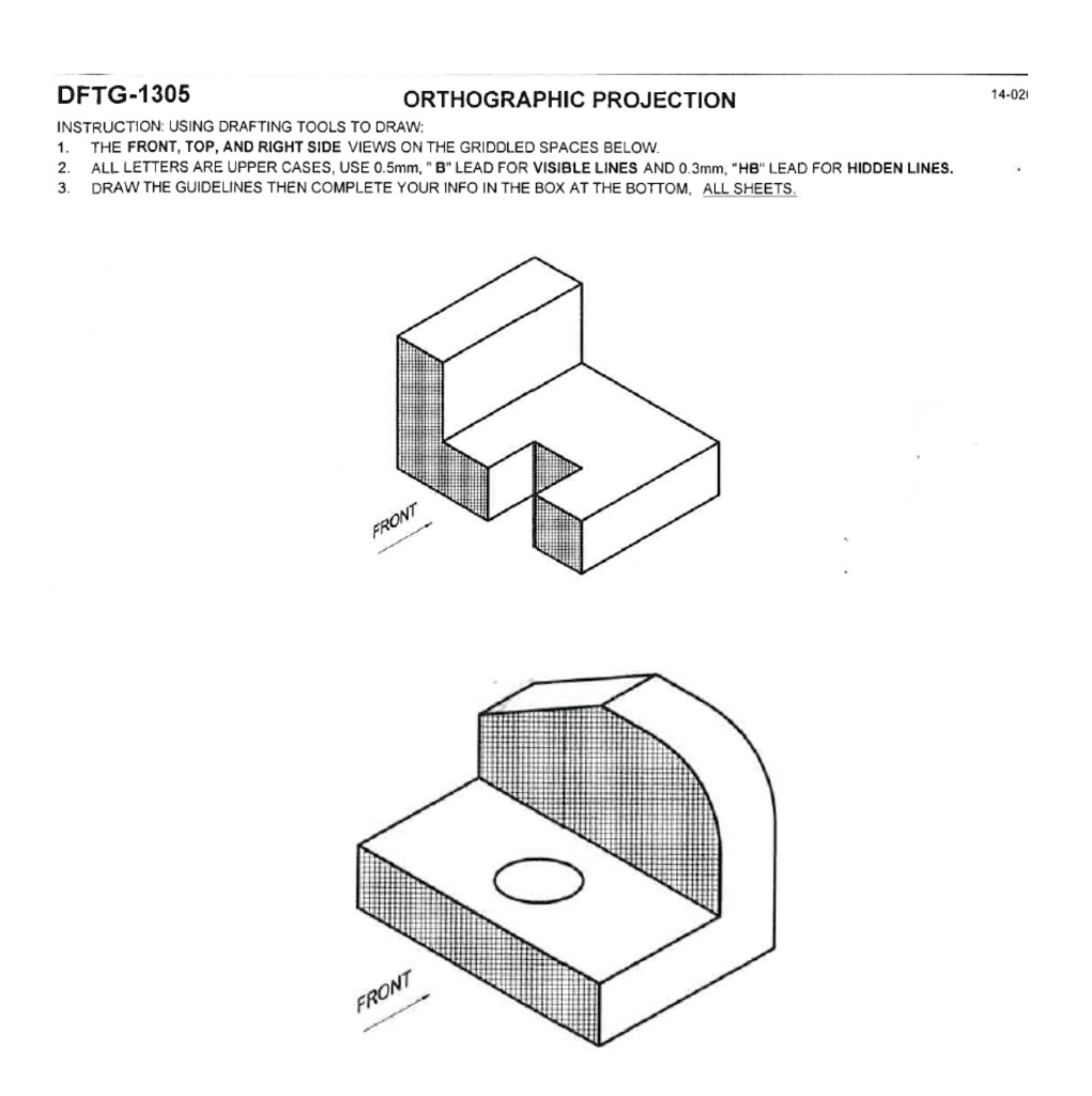 Solved Create orthographic projections (front, top, right | Chegg.com