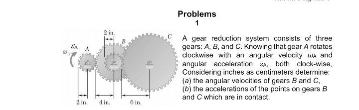Solved Problems 1 2 in. B SA A gear reduction system | Chegg.com