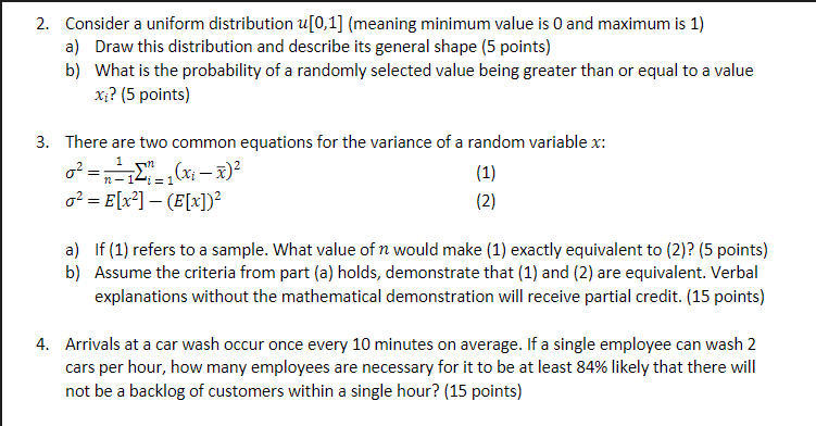 Solved 2. Consider a uniform distribution u[0,1] (meaning | Chegg.com