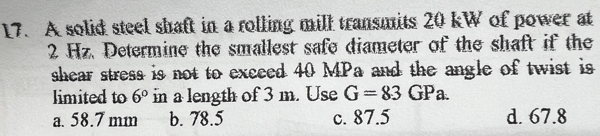 Solved 2. Hx. Detsmine the smallest sffe diameter of the | Chegg.com