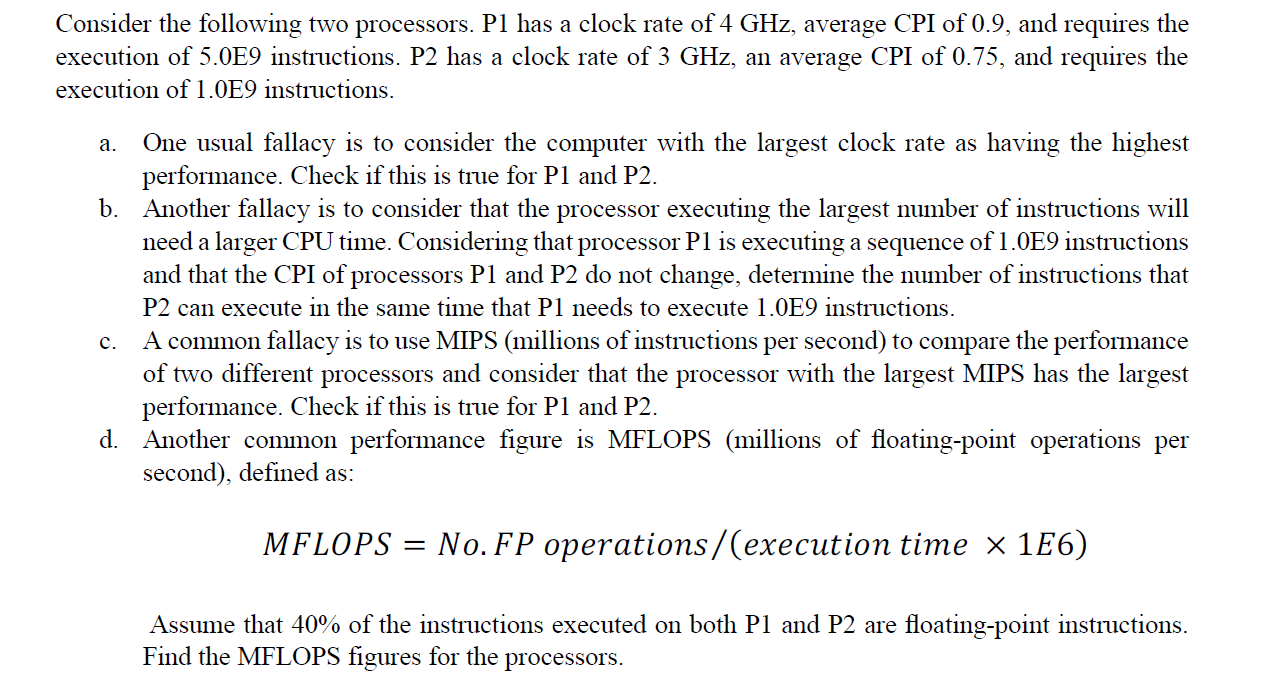 Solved Consider the following two processors. Pl has a clock | Chegg.com