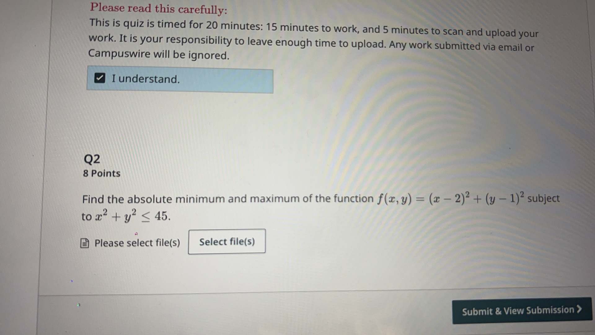 Solved Find The Absolute Minimum And Maximum Of The Function