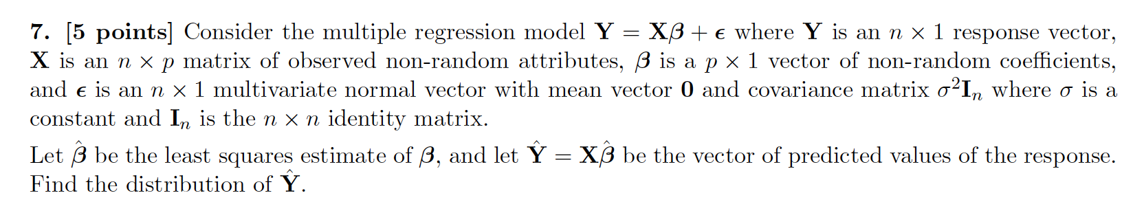Solved 7. [5 points] Consider the multiple regression model | Chegg.com