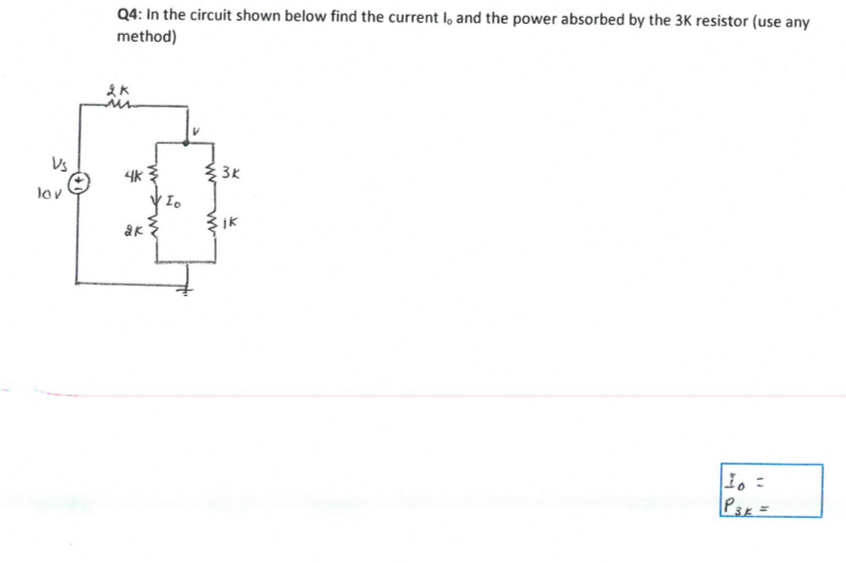 Solved Q4: In the circuit shown below find the current I0 | Chegg.com