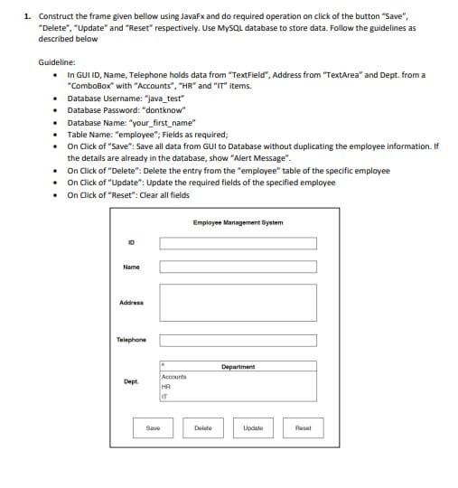 Solved 1. Construct the frame given bellow using JavaFx and | Chegg.com
