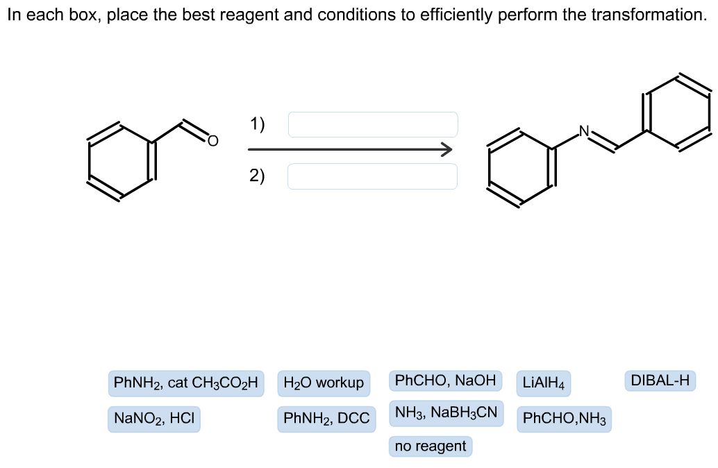 Solved In each box, place the best reagent and conditions to | Chegg.com