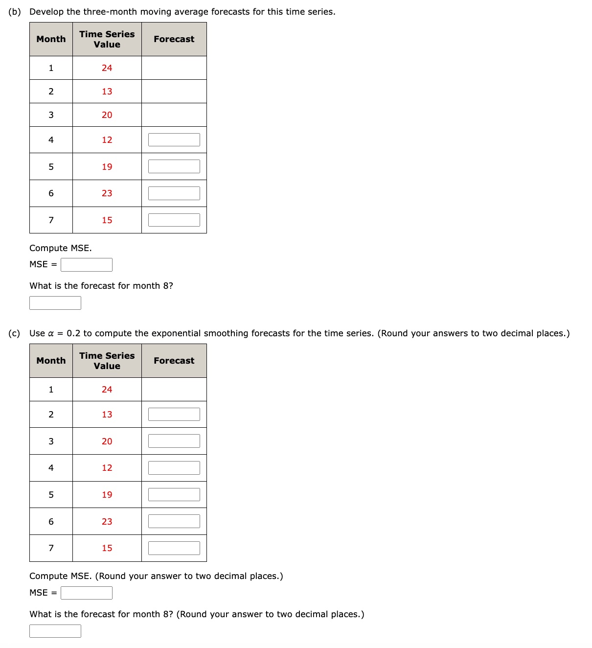 Solved Consider the following time series data. (a) | Chegg.com