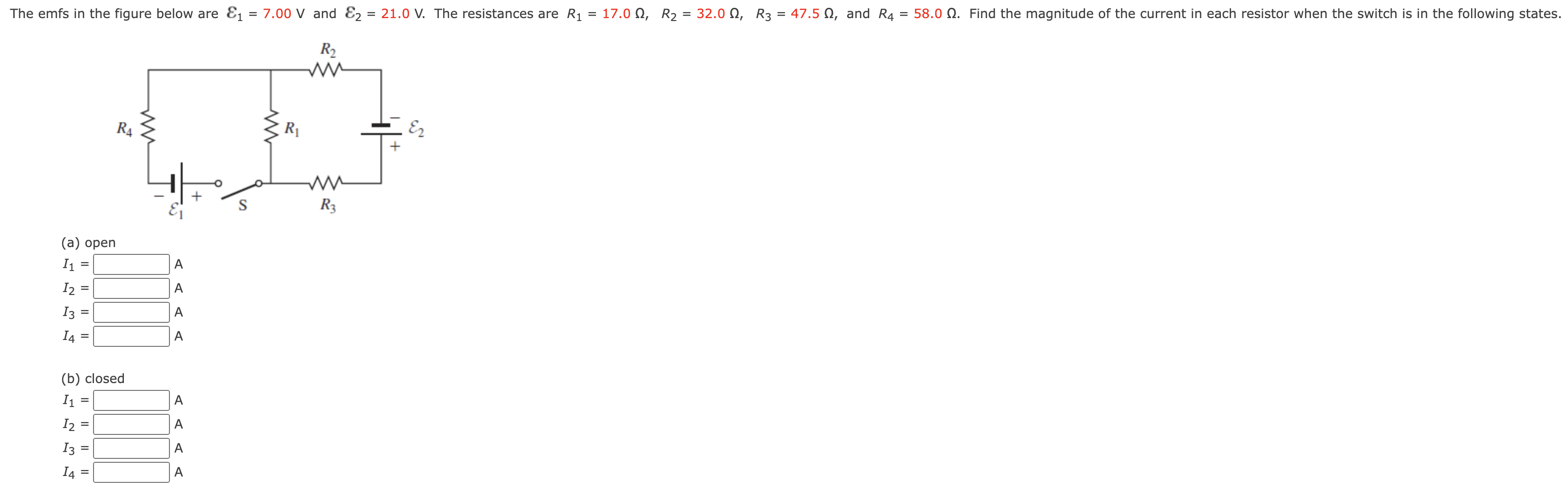 Solved (b) closed I1=I2=I3=I4=AAAA | Chegg.com