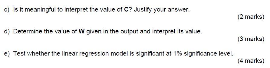 c) Is it meaningful to interpret the value of C? | Chegg.com