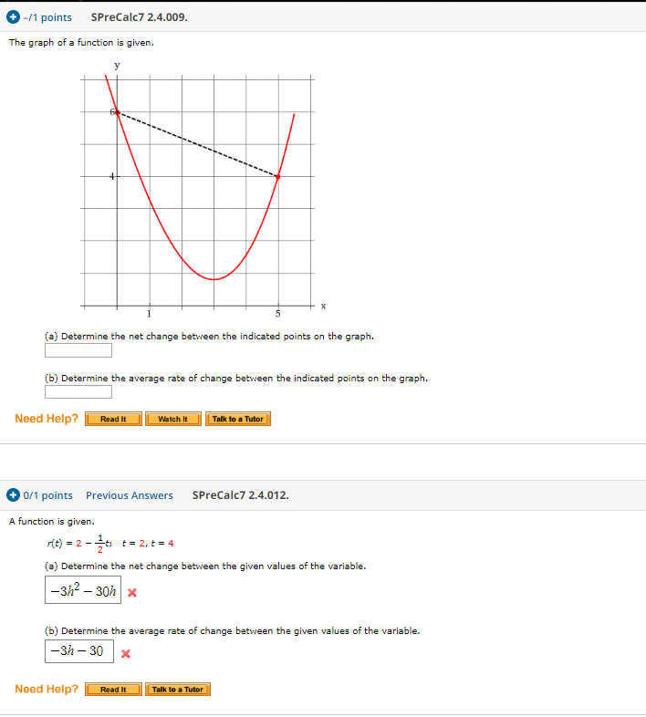 Solved -/1 points SPreCalc7 2.4.009. The graph of a function | Chegg.com