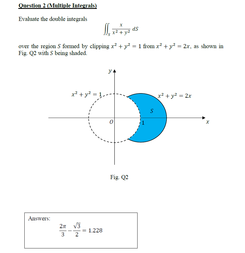 Solved Question 2 (Multiple Integrals)Evaluate the double | Chegg.com