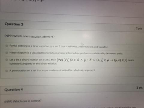 Solved Question 3 2 (NPP) Which one is wrong statement? | Chegg.com