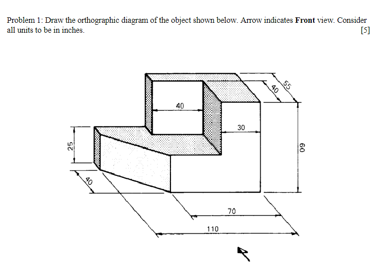 Solved Problem 1: Draw the orthographic diagram of the | Chegg.com