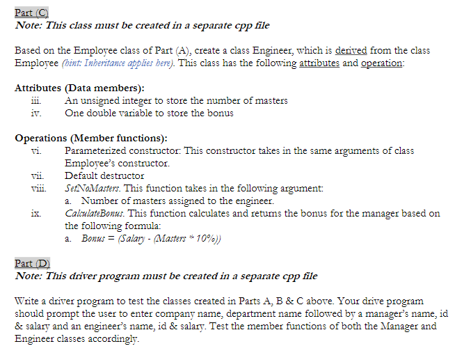 Solved Note: This class must be created in a separate cpp | Chegg.com