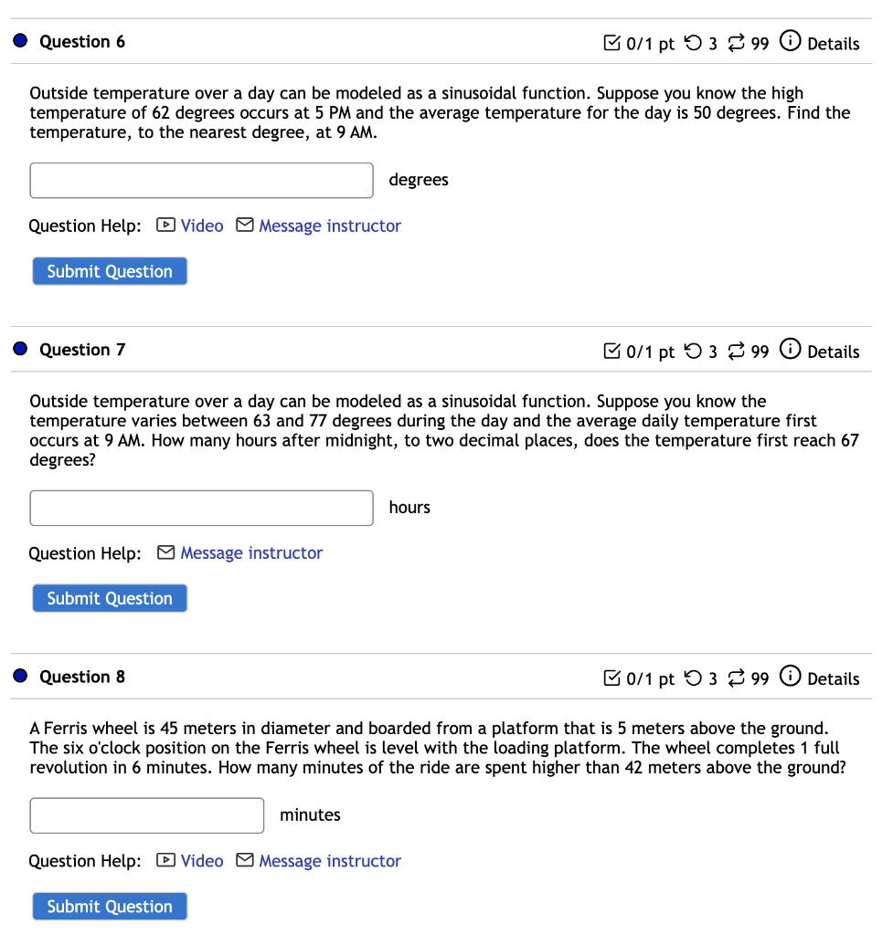 Solved Outside temperature over a day can be modeled as a | Chegg.com