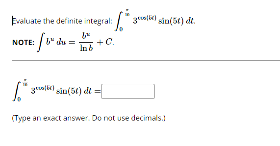 Solved Evaluate the definite integral: | Chegg.com