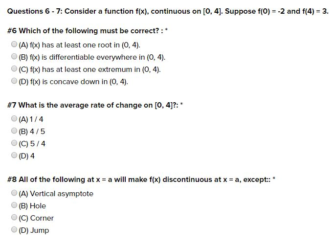 Solved Questions 6 - 7: Consider a function f(x), continuous | Chegg.com