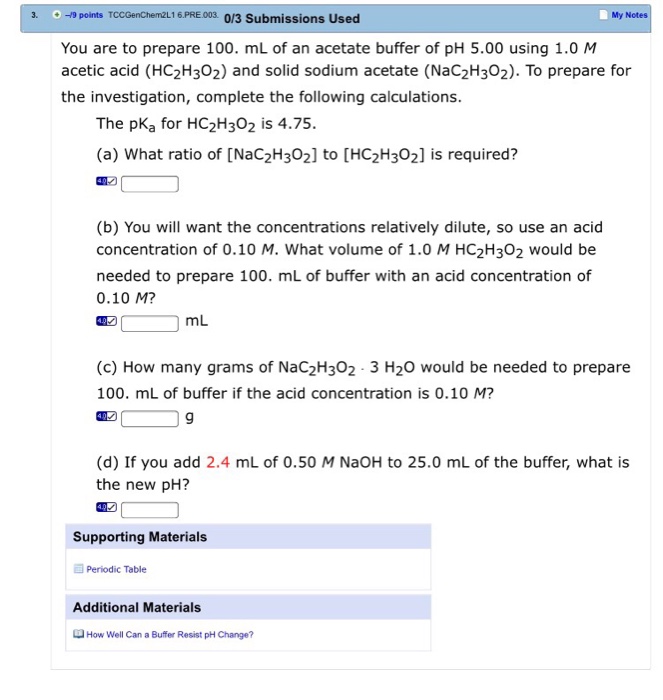 Solved You are to prepare 100. mL of an acetate buffer of pH | Chegg.com