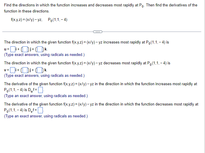 Solved Find the directions in ﻿which the function increases | Chegg.com