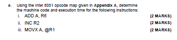 Solved Using the Intel 8051 opcode map given in Appendix A. | Chegg.com