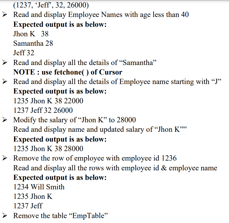 Solved Write a Python program for database using sqlite3 to | Chegg.com