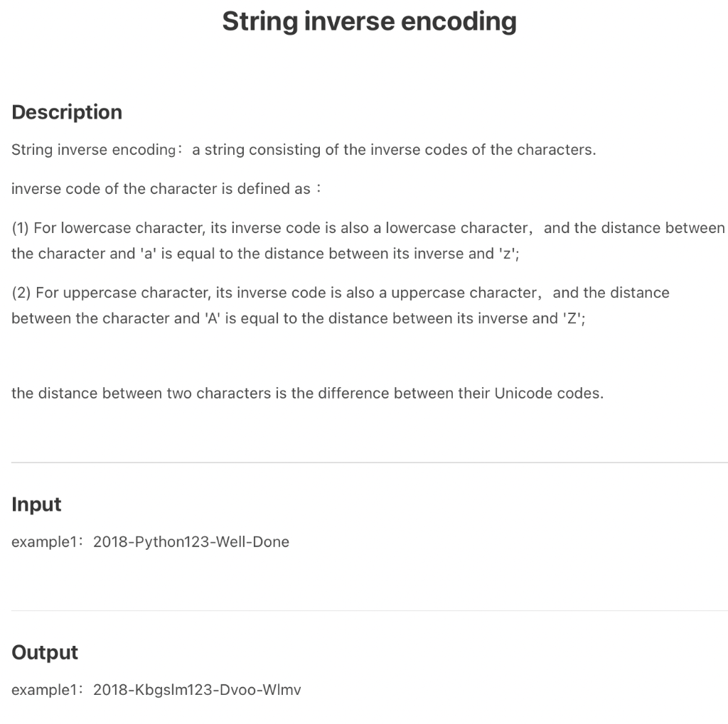 Solved String inverse encoding Description String inverse | Chegg.com