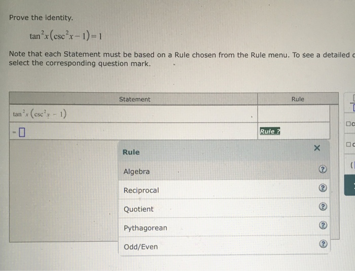 Solved Prove the identity. tan 2x (csc"x-1 ) = 1 Note that | Chegg.com