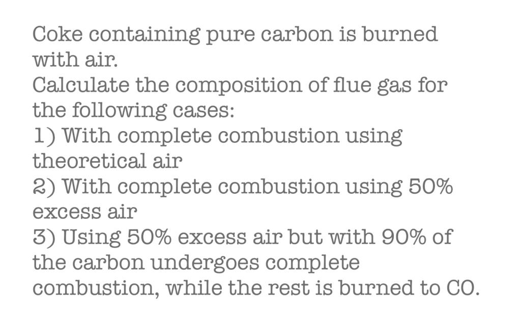 Solved Coke containing pure carbon is burned with air. | Chegg.com
