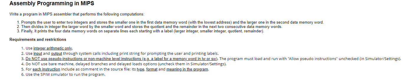Solved Assembly Programming in MIPSWrite a program in MIPS | Chegg.com
