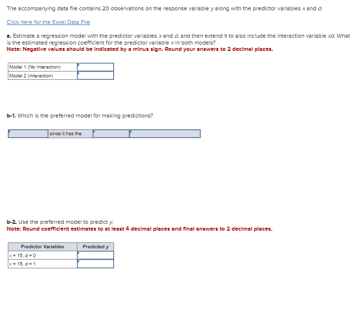 Solved The accompanying data file contains 20 observations | Chegg.com