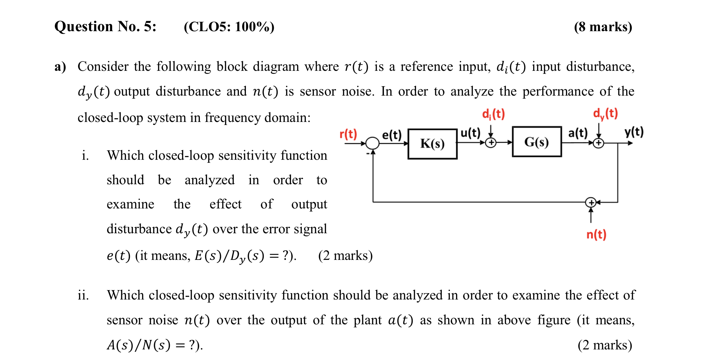 ) Consider the following block diagram where r(t) is | Chegg.com