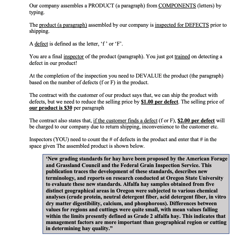 Solved Our company assembles a PRODUCT (a paragraph) from | Chegg.com