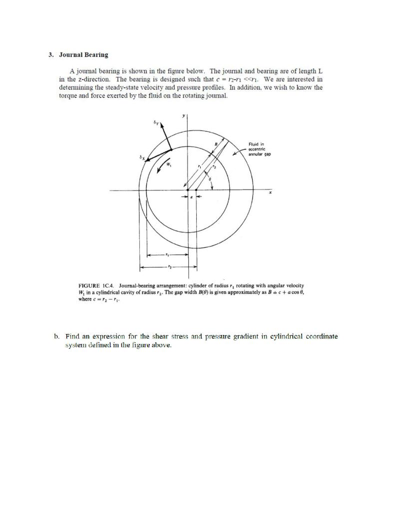 3. Journal Bearing A journal bearing is shown in the | Chegg.com