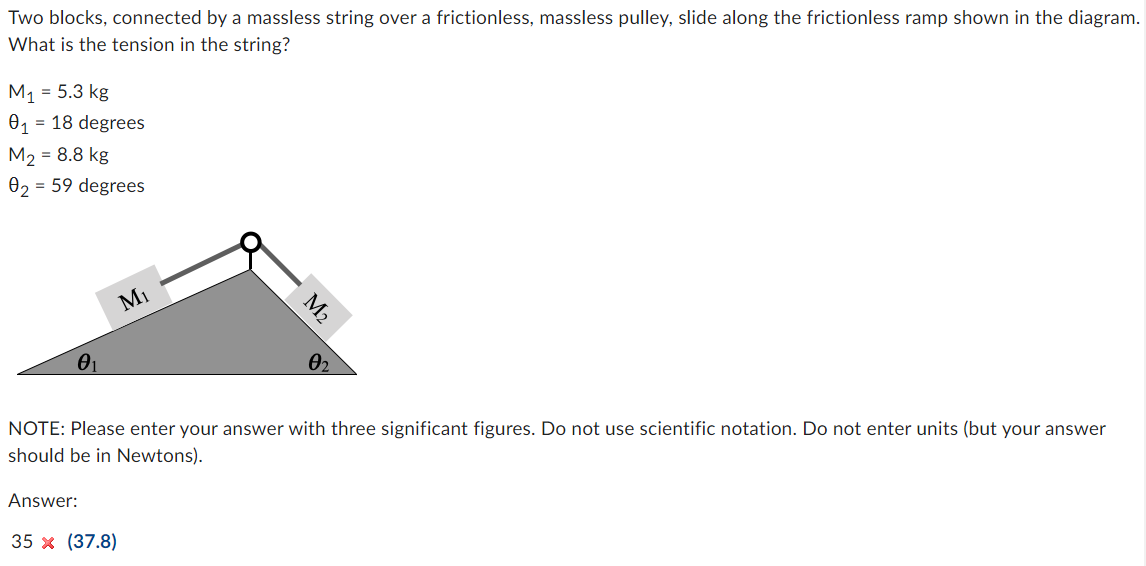 Solved Two blocks, connected by a massless string over a | Chegg.com