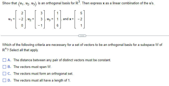 Solved Show that {u1,u2,u3} is an orthogonal basis for R3. | Chegg.com