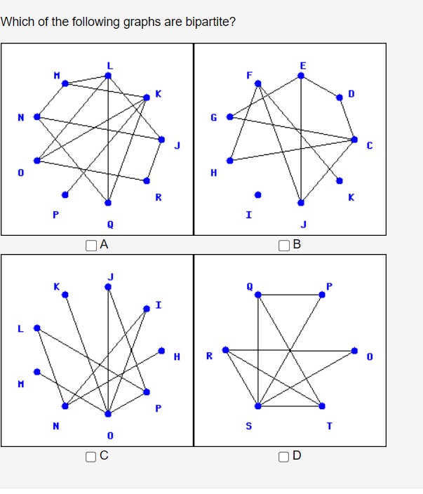 Solved Which of the following graphs are bipartite? | Chegg.com