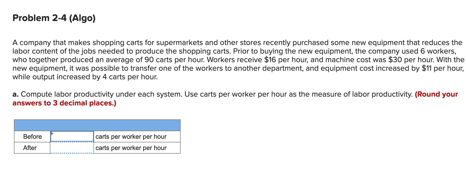 Solved Problem 2-4 (Algo)A company that makes shopping carts | Chegg.com