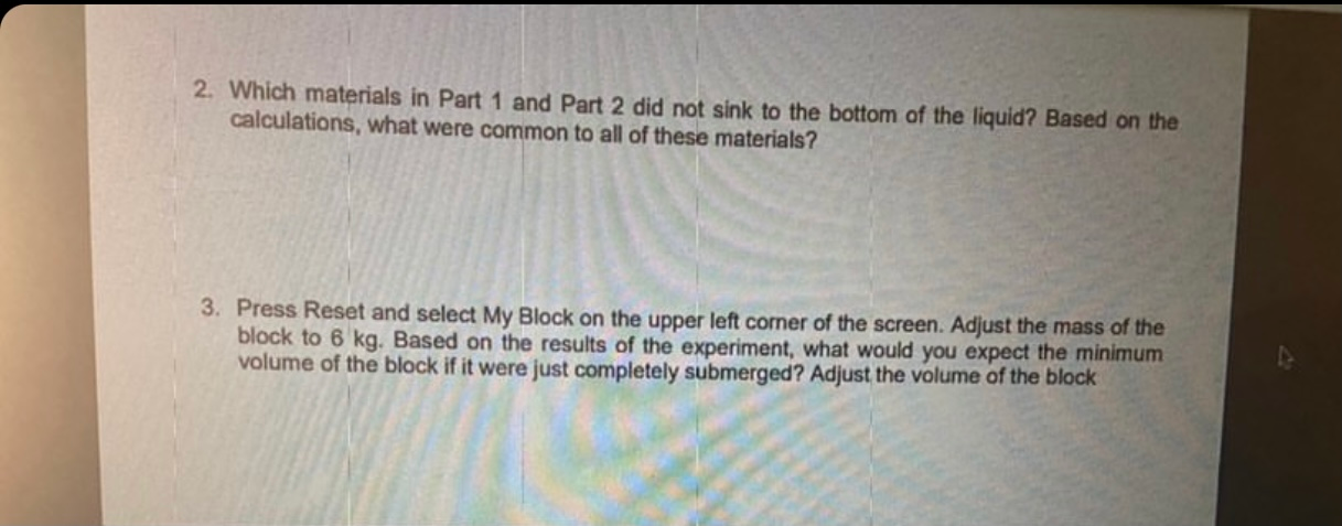 Solved Lab worksheet Part 1: Density of Known Substances 1. | Chegg.com