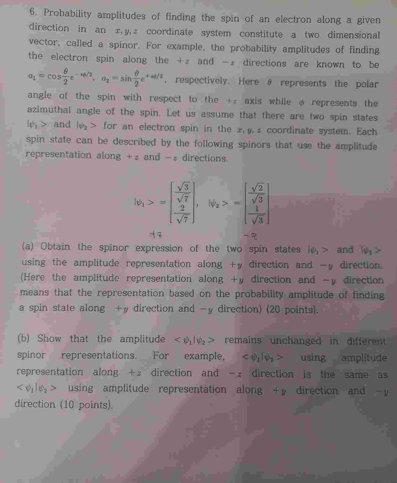 How can i solve this problem??Probability amplitudes | Chegg.com