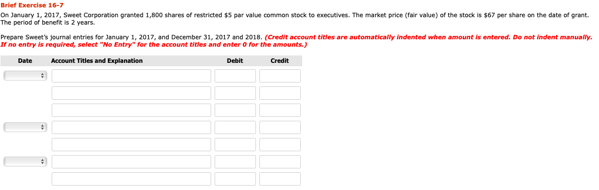 Solved Brief Exercise 16-7 On January 1, 2017, Sweet | Chegg.com