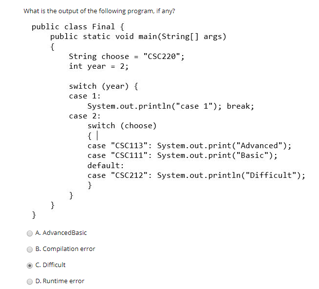 Solved What is the output of the following program, if any? | Chegg.com