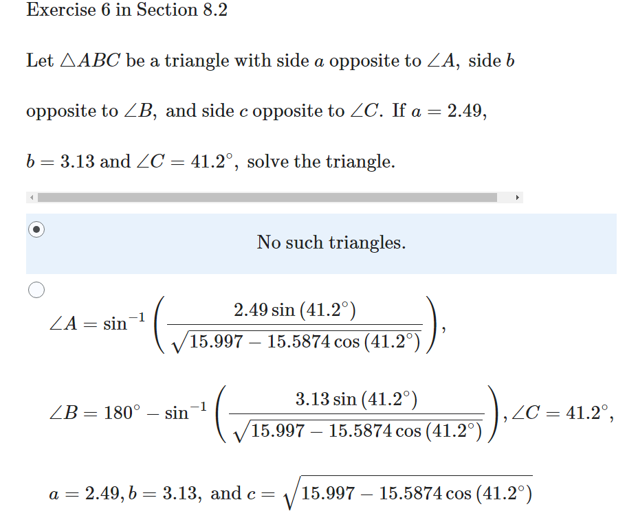 Solved Exercise 6 in Section 8.2 Let ABC be a triangle with | Chegg.com