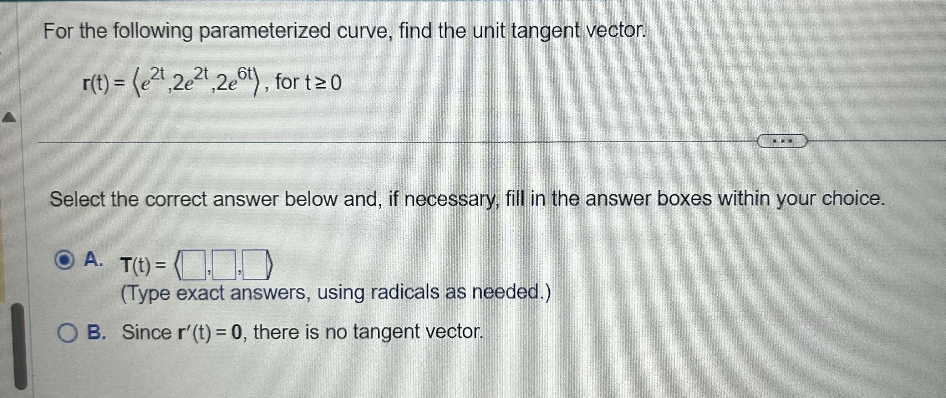 Solved For the following parameterized curve, find the unit | Chegg.com