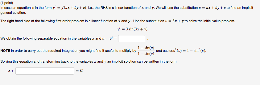 Solved In case an equation is in the form y,-/(ax + by + c). | Chegg.com