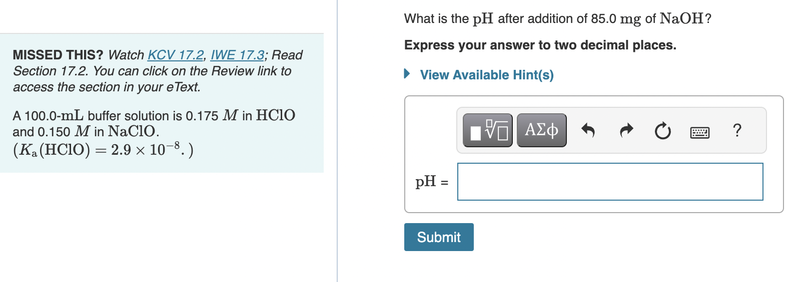 Solved A THREE PART QUESTION A 100.0-mLmL buffer solution | Chegg.com