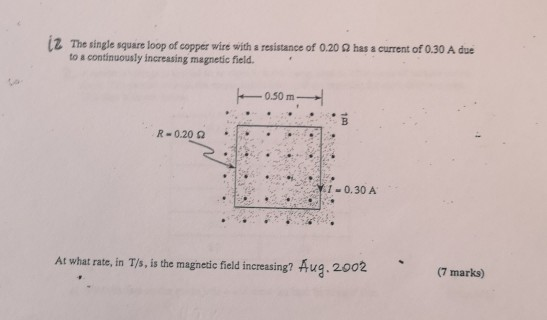 Solved The single square loop of copper wire with a | Chegg.com
