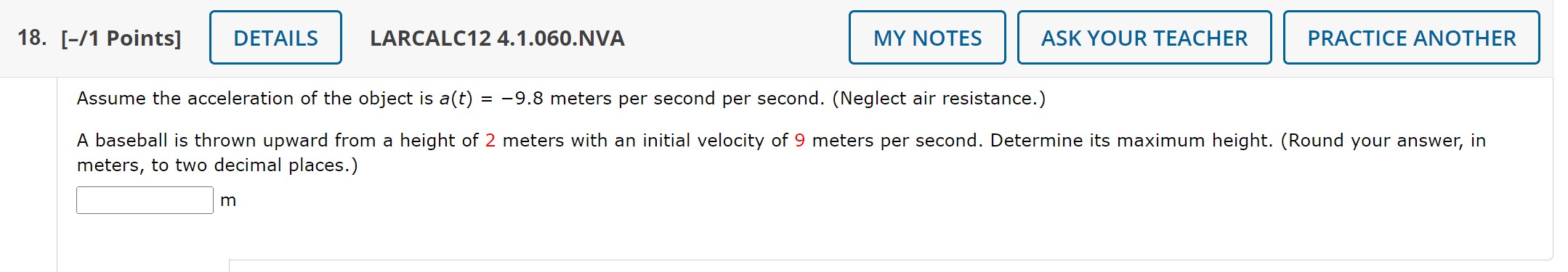 Solved Assume The Acceleration Of The Object Is A T −9 8