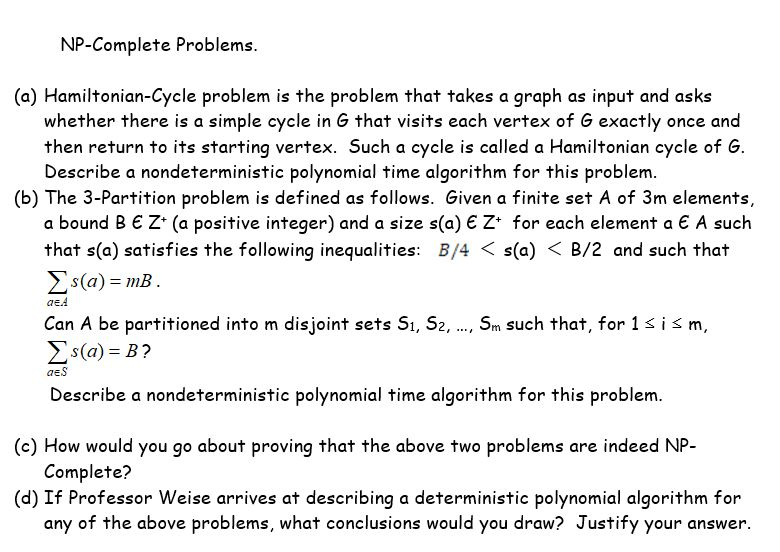 Solved NP-Complete Problems. (a) Hamiltonian-Cycle problem | Chegg.com