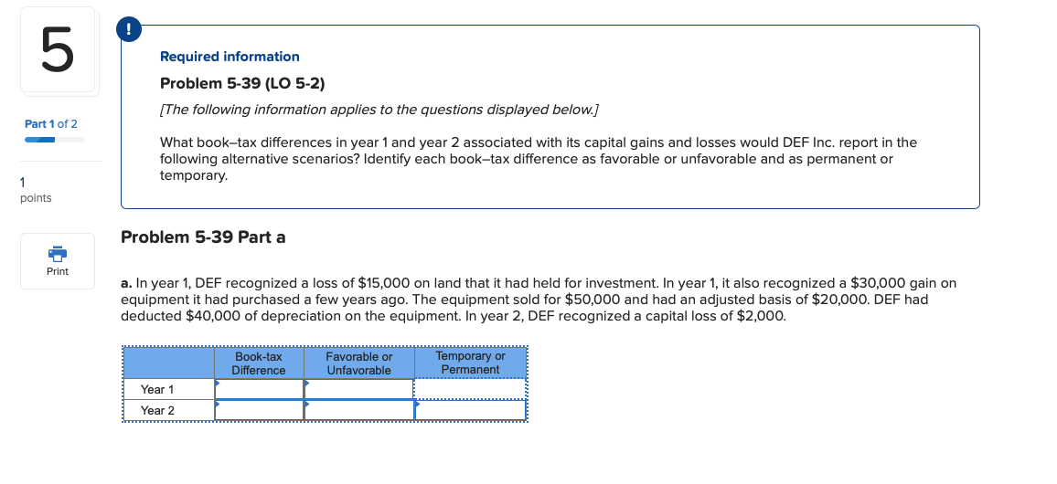 Solved Required information Problem 5-39 (LO 5-2) [The | Chegg.com Solved Required information Problem 5-39 (LO 5-2) [The | Chegg.com